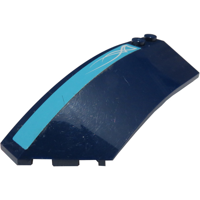 LEGO Wedge 3 x 8 x 2 Curved Left with White Swirls on Azur Background ...