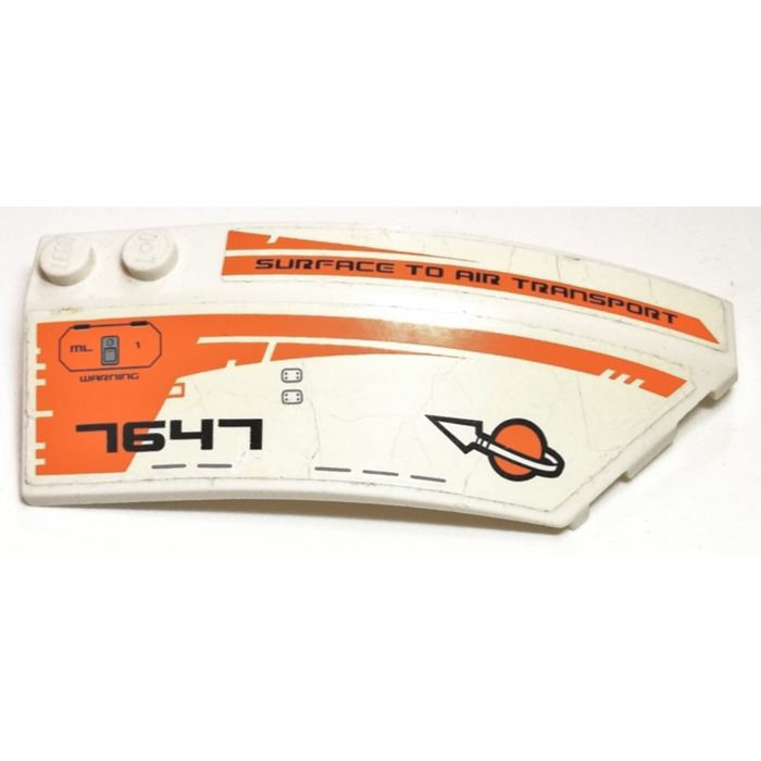 LEGO Wedge 3 x 8 x 2 Curved Right with '7647' and 'SURFACE TO AIR ...