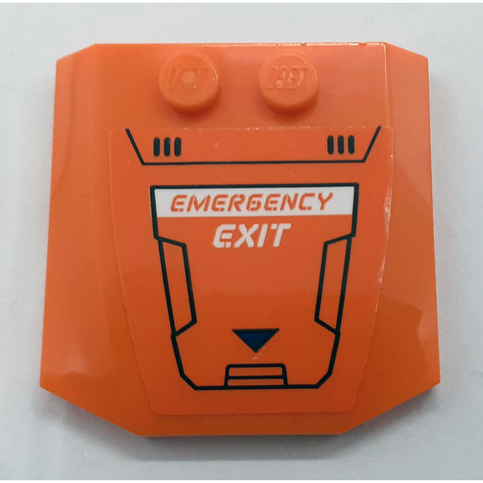 LEGO Wedge 4 x 4 Curved with 'Emergency Exit' and Hatch Sticker (45677 ...
