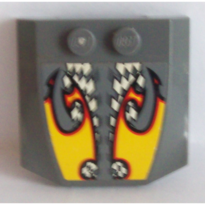 LEGO Wedge 4 x 4 Curved with Flames over Checkered Pattern Sticker ...