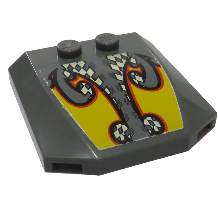 LEGO Wedge 4 x 4 Curved with Flames over Checkered Pattern Sticker ...