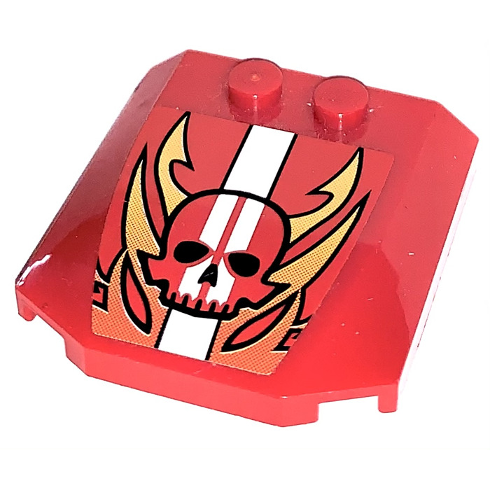 LEGO Wedge 4 x 4 Curved with Flaming Skull Sticker (45677) | Brick Owl ...