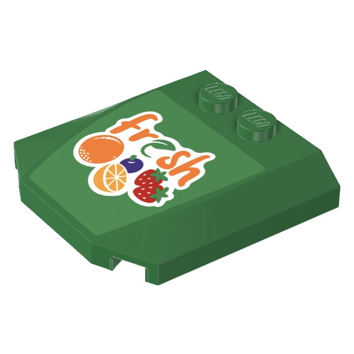 LEGO Wedge 4 x 4 Curved with 'fresh' and Fruit Sticker (45677) | Brick ...