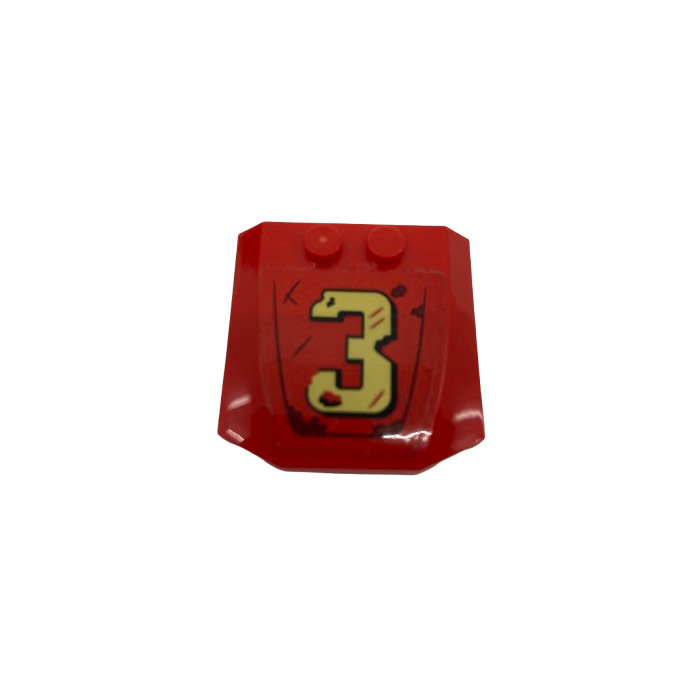 LEGO Wedge 4 x 4 Curved with Gold Number 3 and Rust Marks Sticker ...