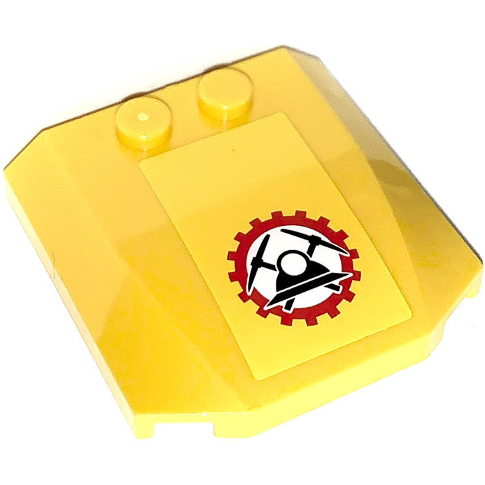 LEGO Wedge 4 x 4 Curved with Pickaxes over Helmet Miners Logo Sticker ...