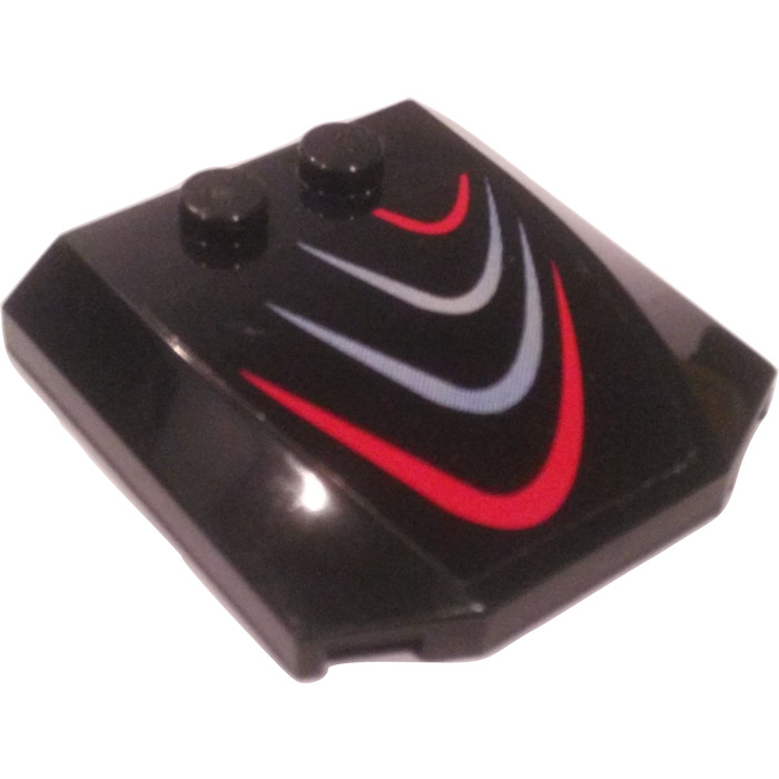 LEGO Wedge 4 x 4 Curved with Red and Light Blue Curves Sticker (45677 ...
