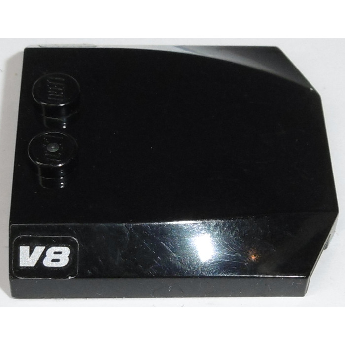 LEGO Wedge 4 x 4 Curved with Silver 'V8' (Both Sides) Sticker (45677 ...