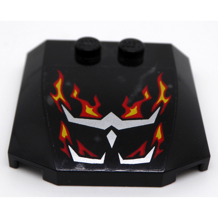 LEGO Wedge 4 x 4 Curved with Silver Vents and Red and Yellow Flames ...