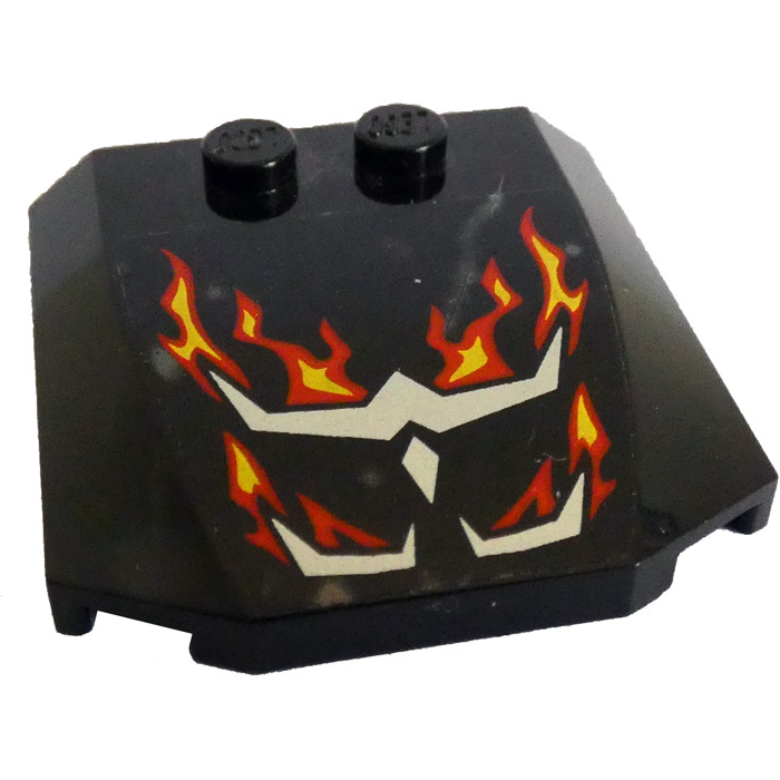 LEGO Wedge 4 x 4 Curved with Silver Vents and Red and Yellow Flames ...