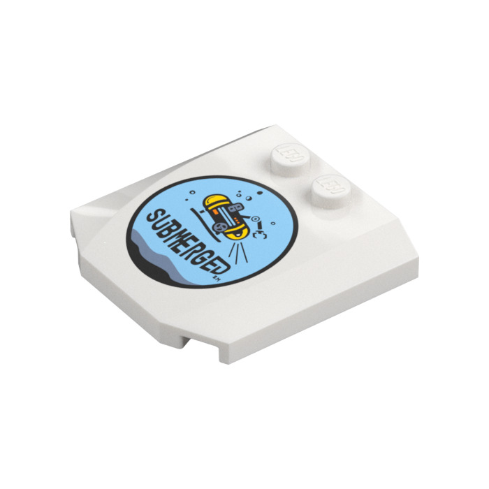 LEGO Wedge 4 x 4 Curved with Submarine and ‘SUBMERGED’ (45677 / 109508 ...