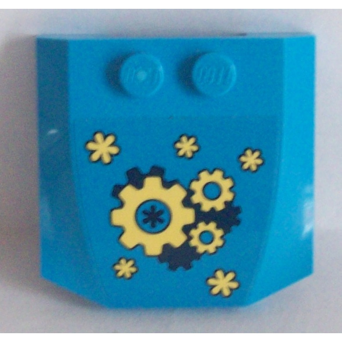 LEGO Wedge 4 x 4 Curved with Yellow Flowers and Cog Wheels Sticker ...