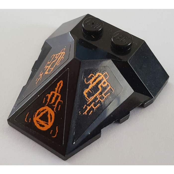 LEGO Wedge 4 x 4 Quadruple Convex Slope Center with Orange Lines and ...