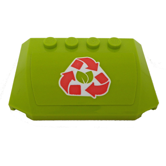 LEGO Wedge 4 x 6 Curved with Coral Recycling Logo with Two Leaves ...