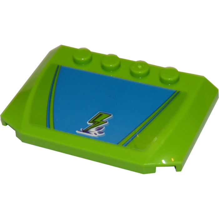 LEGO Wedge 4 x 6 Curved with Lime Lightning Bolt Strike Sticker (52031 ...