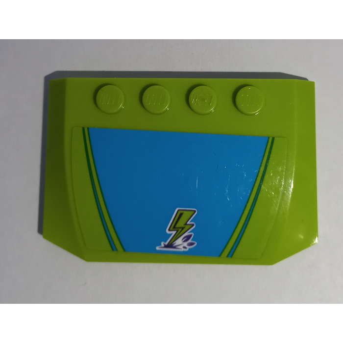 LEGO Wedge 4 x 6 Curved with Lime Lightning Bolt Strike Sticker (52031 ...