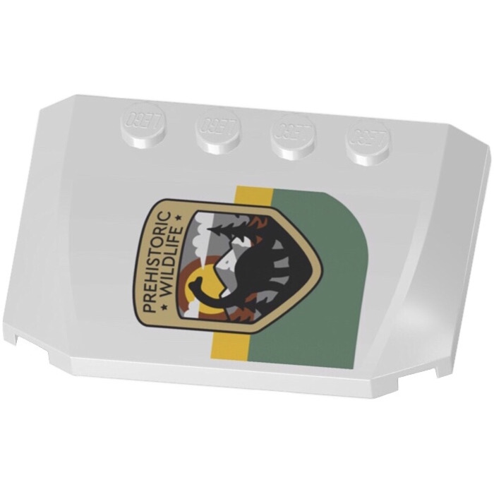 LEGO Wedge 4 x 6 Curved with ‘PREHISTORIC WILDLIFE’ Badge (Left ...