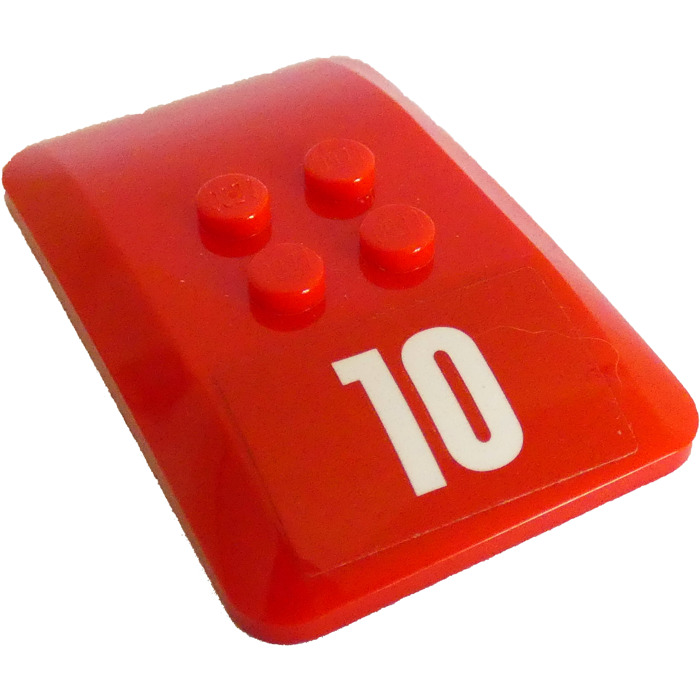 LEGO Wedge 4 x 6 Roof Curved with White '10' on Red Background Sticker ...