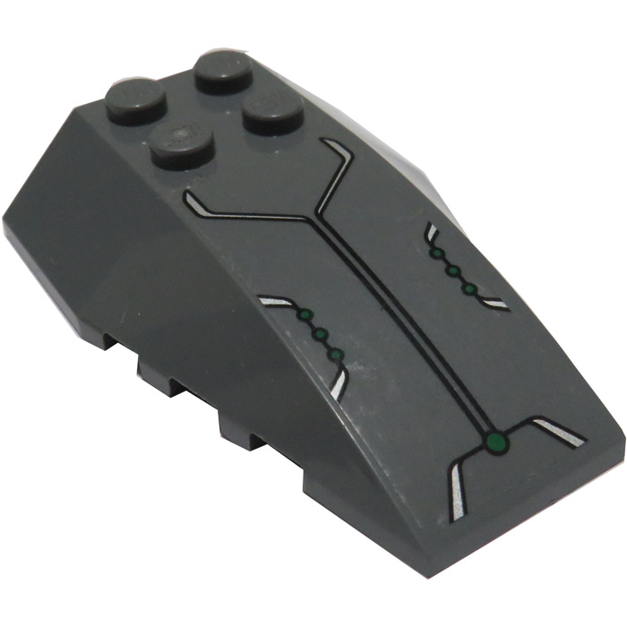LEGO Wedge 6 x 4 Triple Curved with Green Dots and Lines Sticker (43712 ...