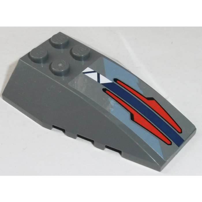 LEGO Wedge 6 x 4 Triple Curved with Red and White Triangles, Blue ...