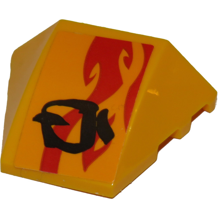 LEGO Wedge Curved 3 x 4 Triple with Red Flames and Black Symbol (Right ...
