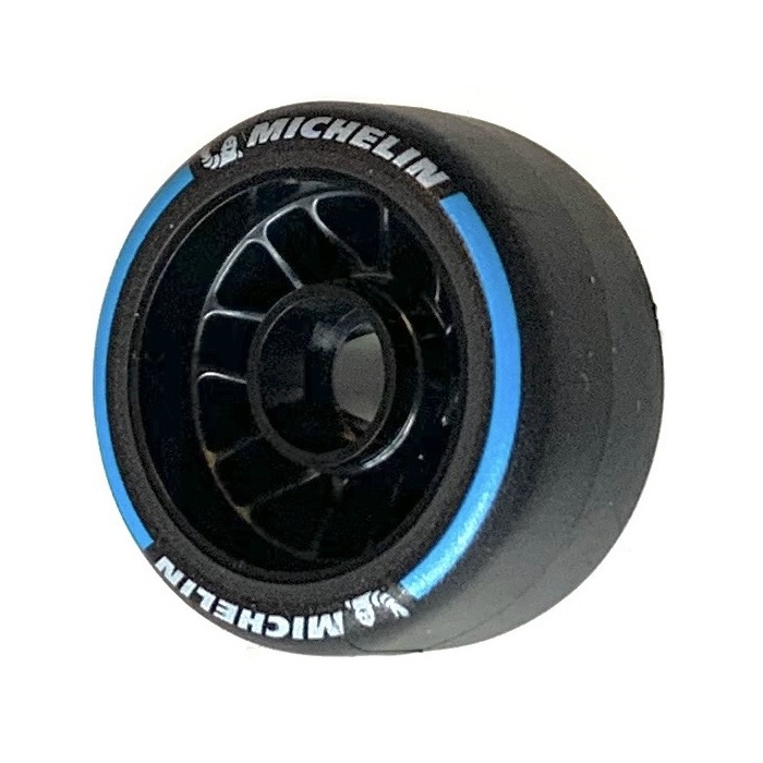 LEGO Wheel Ø24 x 13.4 with Black Tire with 'MICHELIN’ and Dark Azure ...
