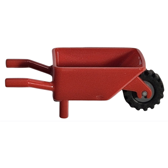 LEGO Wheelbarrow with Dark Stone Gray Wheel and Black Offset Tread Tire ...