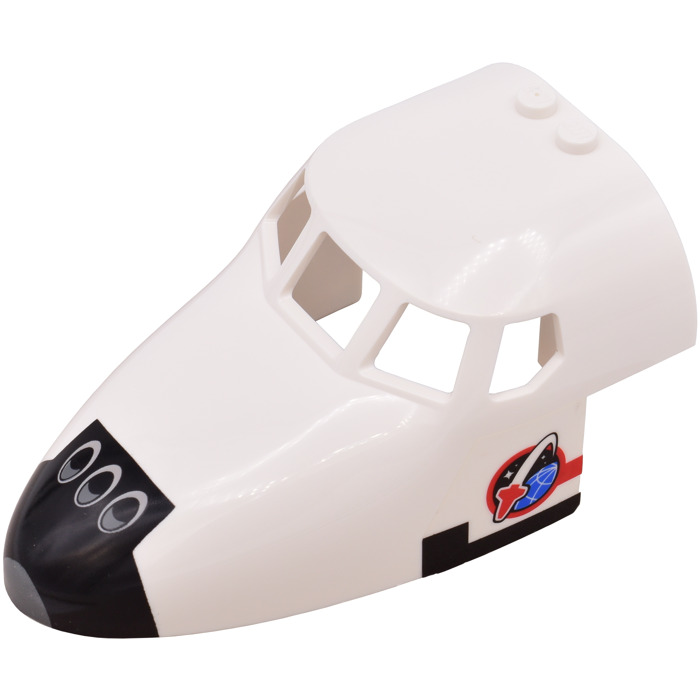 LEGO White Airplane Cockpit 6 x 10 x 4 with Black Shuttle Front with ...