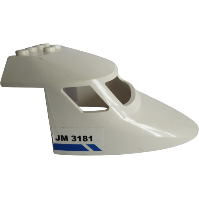 LEGO White Airplane Cockpit 6 x 10 x 4 with 'JM 3181', Blue Line (Both ...