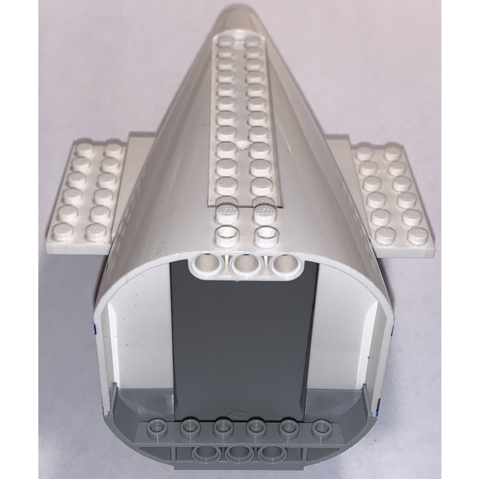 LEGO White Airplane Tail 8 x 16 with Gray Base with Blue Stripe and ...