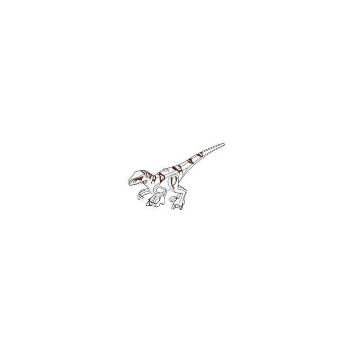 LEGO White Atrociraptor Body with Reddish Brown Stripes (78404) | Brick Owl
