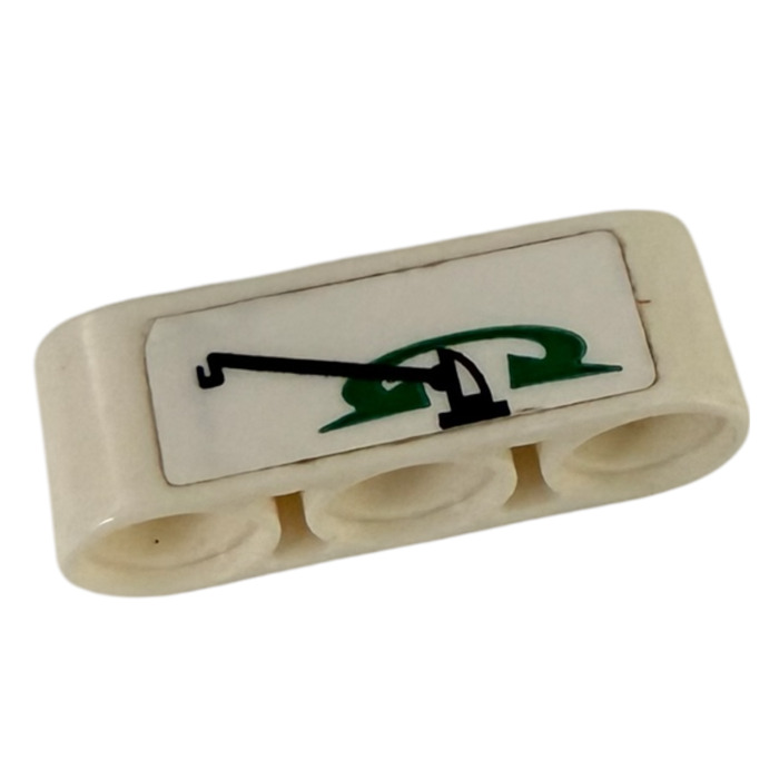 LEGO White Beam 3 with black crane with green arrow from right to left ...