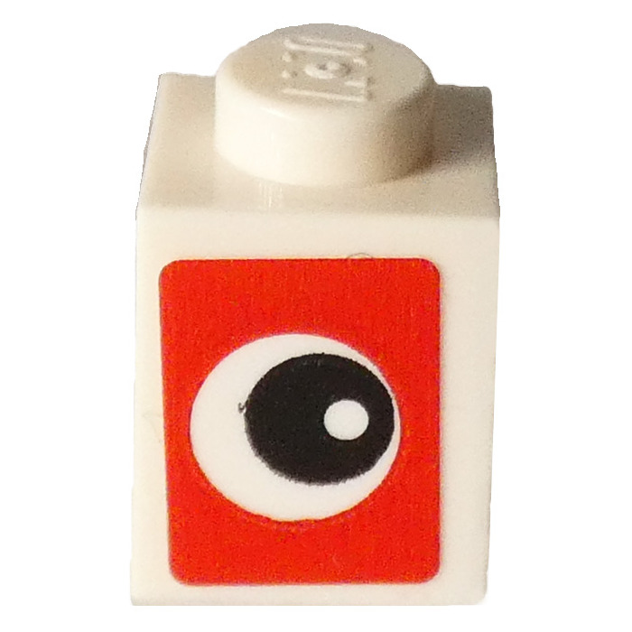 LEGO Brick 1 x 1 with Black Eye on Red Background Sticker (3005 ...