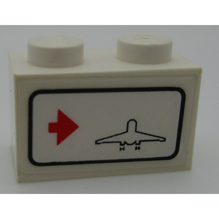 LEGO Brick 1 x 2 with Arrow on pointing Right & Airplane Sticker with ...
