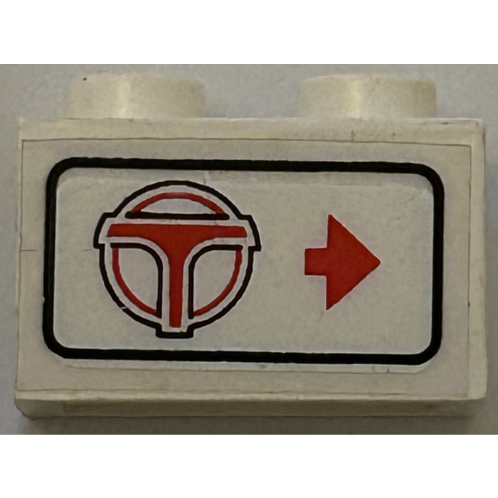 LEGO Brick 1 x 2 with Arrow pointing Right & Airport Shuttle logo ...