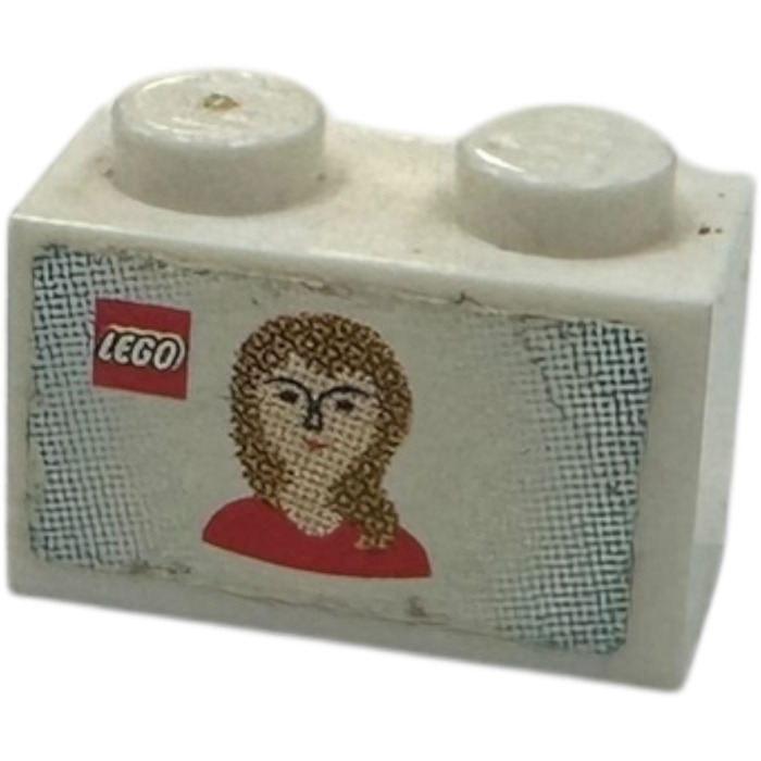 LEGO Brick 1 x 2 with 'LEGO' logo and women with red top Sticker with ...