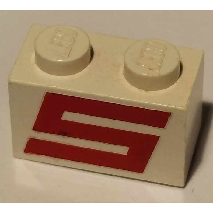 LEGO Brick 1 x 2 with Red "S" with Bottom Tube (3004) | Brick Owl ...