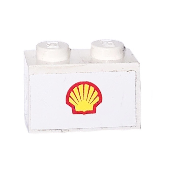 LEGO Brick 1 x 2 with Shell Logo Sticker with Bottom Tube (3004 ...