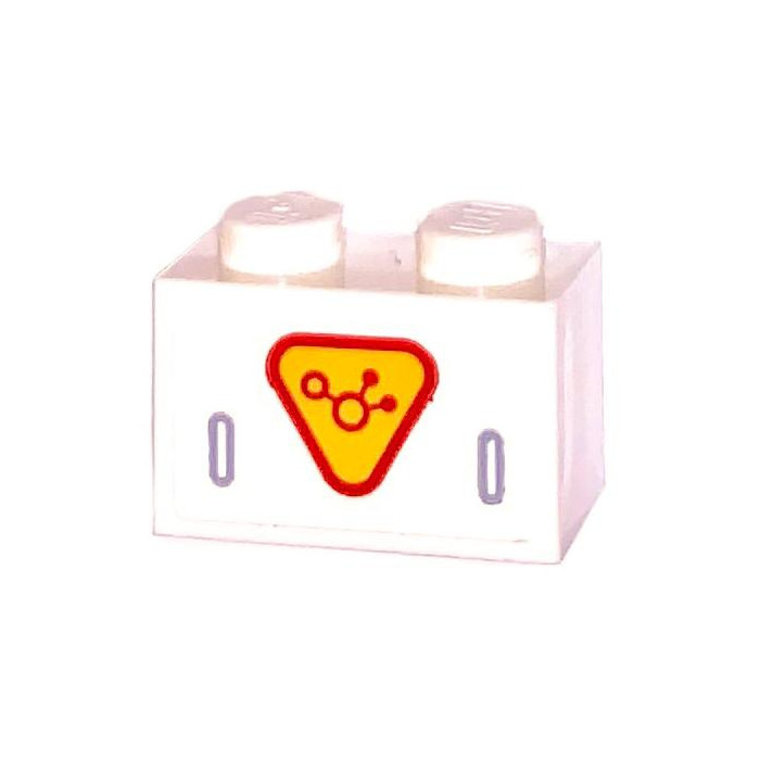 LEGO White Brick 1 x 2 with Yellow Triangle in Red Frame with Red ...