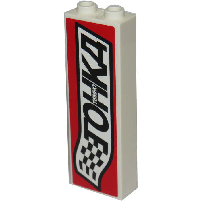 LEGO White Brick 1 x 2 x 5 with Characters and Checkered Flag on Red ...