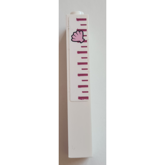 LEGO White Brick 1 x 2 x 5 with Height Chart Sticker (2454) | Brick Owl ...