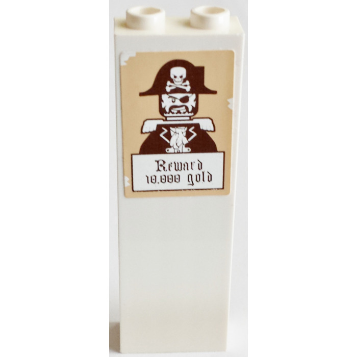 LEGO Brick 1 x 2 x 5 with Pirate and 'Reward 10.000 gold' Sticker with ...