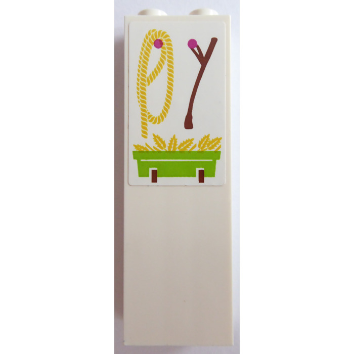 LEGO White Brick 1 x 2 x 5 with rope, horse whip and container with oat ...