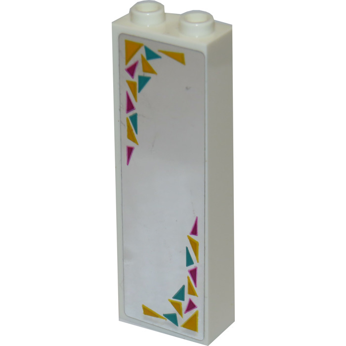 LEGO White Brick 1 x 2 x 5 with Triangles on Mirrored Background ...