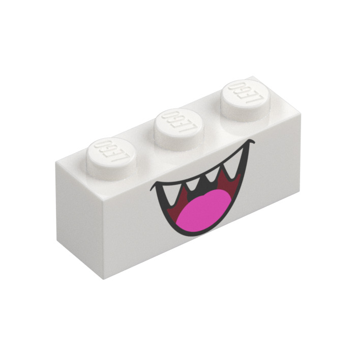 LEGO Brick 1 x 3 with Boo Open Mouth with Dark Pink Tongue (3622 / ...
