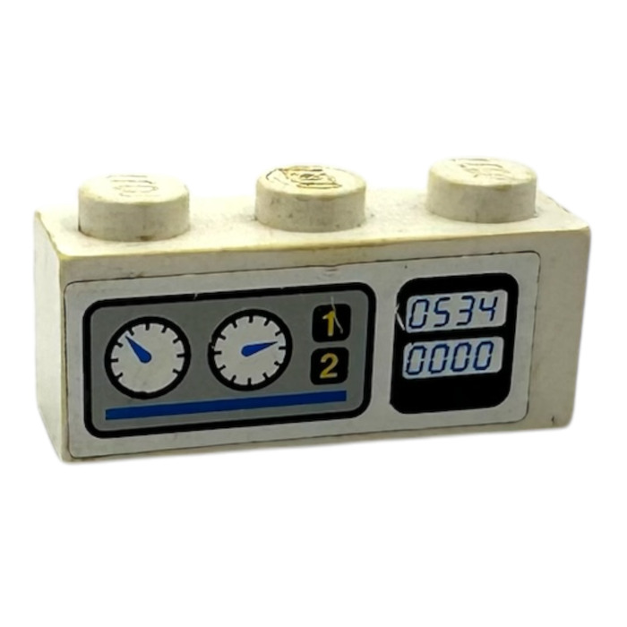 LEGO Brick 1 x 3 with Two Gauges and '0534' and '0000' Sticker (3622 ...