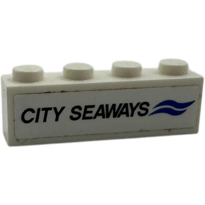 LEGO White Brick 1 x 4 with "CITY SEAWAYS" Sticker (3010) | Brick Owl ...