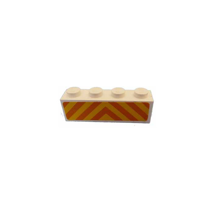 LEGO White Brick 1 x 4 with Danger Stripes Sticker (3010) | Brick Owl ...