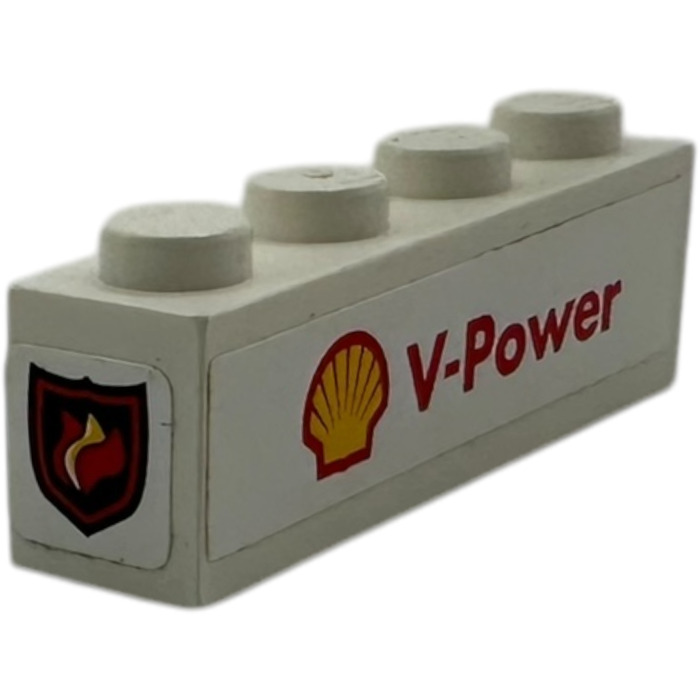 LEGO White Brick 1 x 4 with Fire Logo and 'V-Power' Sticker (3010 ...
