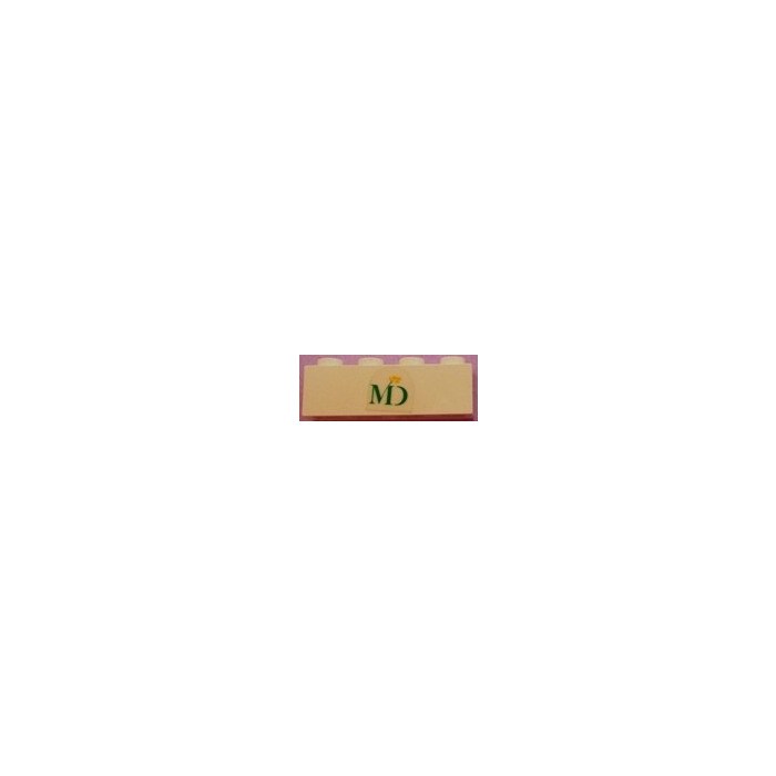 LEGO White Brick 1 x 4 with MD Foods Logo Sticker (3010) | Brick Owl ...