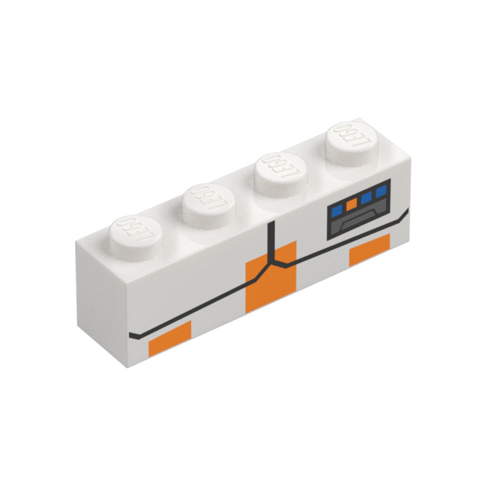 LEGO White Brick 1 x 4 with Orange Markings (3010 / 108446) | Brick Owl ...